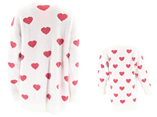 Unique Baby Girls Mommy and Me Valentines Day Kimono Sweater (Md, Red)