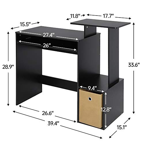 ZenStyle Computer Desk with Shelves 39" Home Office Writing Study Laptop Table Multipurpose Workstation with Keyboard Tray, CPU Storage and Non-Woven Bin, Brown