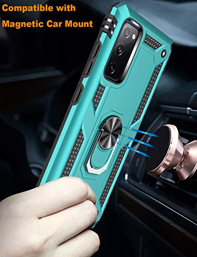 LUMARKE Galaxy S20 FE Case,Pass 16ft. Drop Tested Military Grade Cover with Magnetic Ring Kickstand Compatible with Car Mount Holder,Protective Phone Case for Samsung Galaxy S20 FE Teal