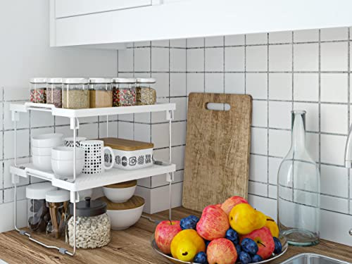 ums Plastic Kitchen Cabinet Shelf organizer- stackable, useable for your spice, fridge, shelf, freezer, pantry (28X30 cm) (Pack of 2)