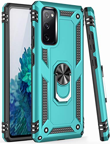 LUMARKE Galaxy S20 FE Case,Pass 16ft. Drop Tested Military Grade Cover with Magnetic Ring Kickstand Compatible with Car Mount Holder,Protective Phone Case for Samsung Galaxy S20 FE Teal