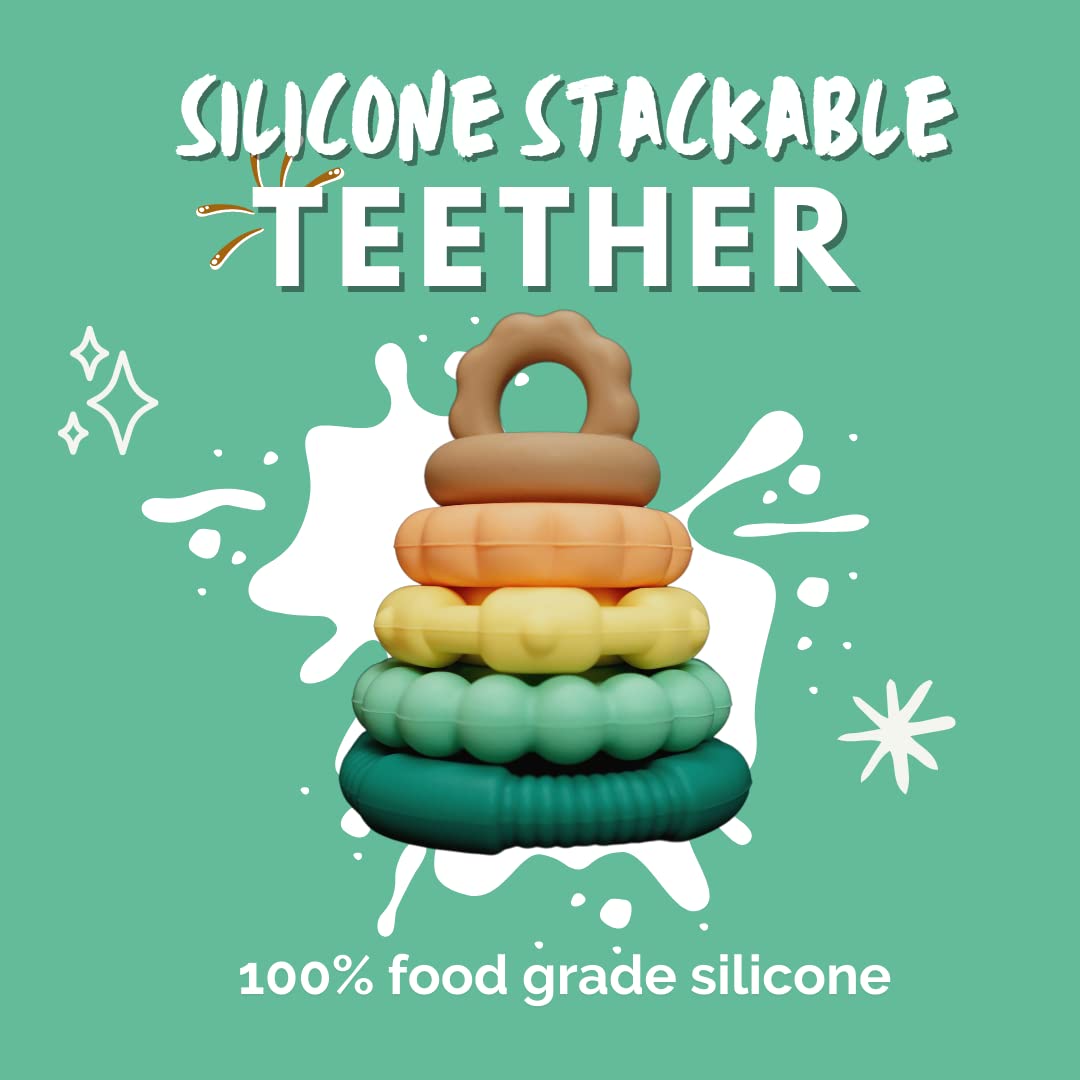 NEAFRON Baby Stacking Toy for Toddlers - BPA-Free Food-Grade Silicone Stacking Toy Teether - Montessori Sensory Nesting Toy for Toddlers