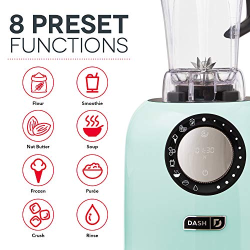 Dash Chef Series Deluxe Digital 64 oz Countertop Blender, with Stainless Steel Blades, Tritan Blending Jug, Tablet Stand & USB Charging Port, for Smoothies, Nut Butters, Purees, Soup and More - Aqua