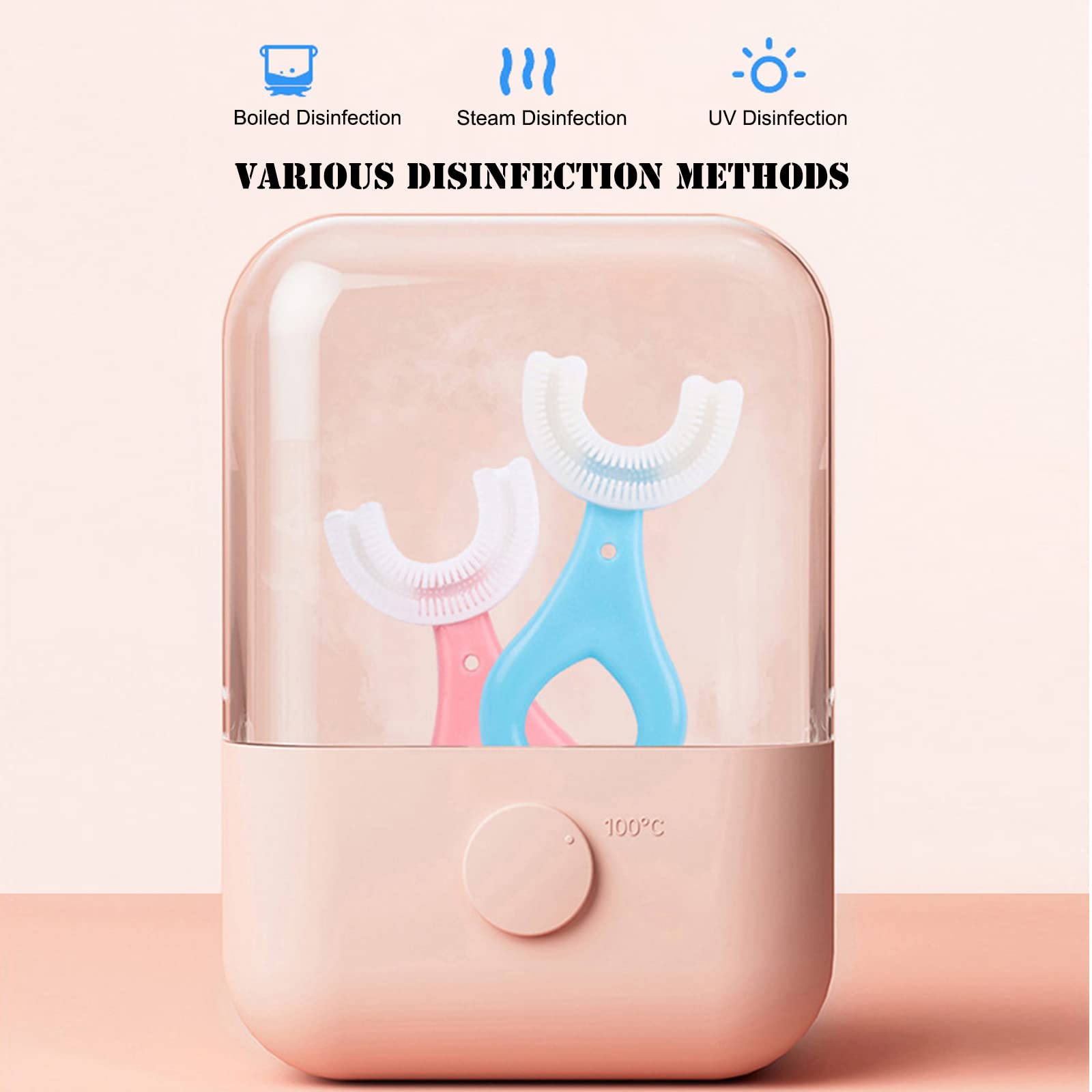 QrBxa U Shaped Kids Toothbrush, Kids Toothbrushes U Shape, 360° Manual Kid Toothbrush with Food Grade Soft Silicone Brush Head
