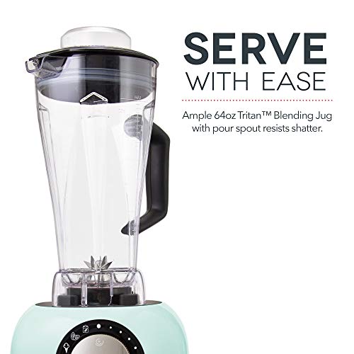 Dash Chef Series Deluxe Digital 64 oz Countertop Blender, with Stainless Steel Blades, Tritan Blending Jug, Tablet Stand & USB Charging Port, for Smoothies, Nut Butters, Purees, Soup and More - Aqua