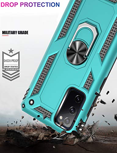 LUMARKE Galaxy S20 FE Case,Pass 16ft. Drop Tested Military Grade Cover with Magnetic Ring Kickstand Compatible with Car Mount Holder,Protective Phone Case for Samsung Galaxy S20 FE Teal