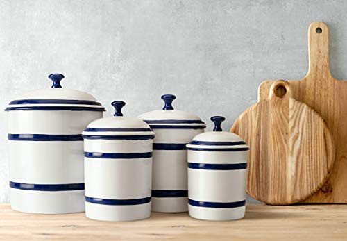 Old Dutch Farmhouse Canister Set, 4 qt, 2.5 qt, 1.5 qt, 1 qt, Blue