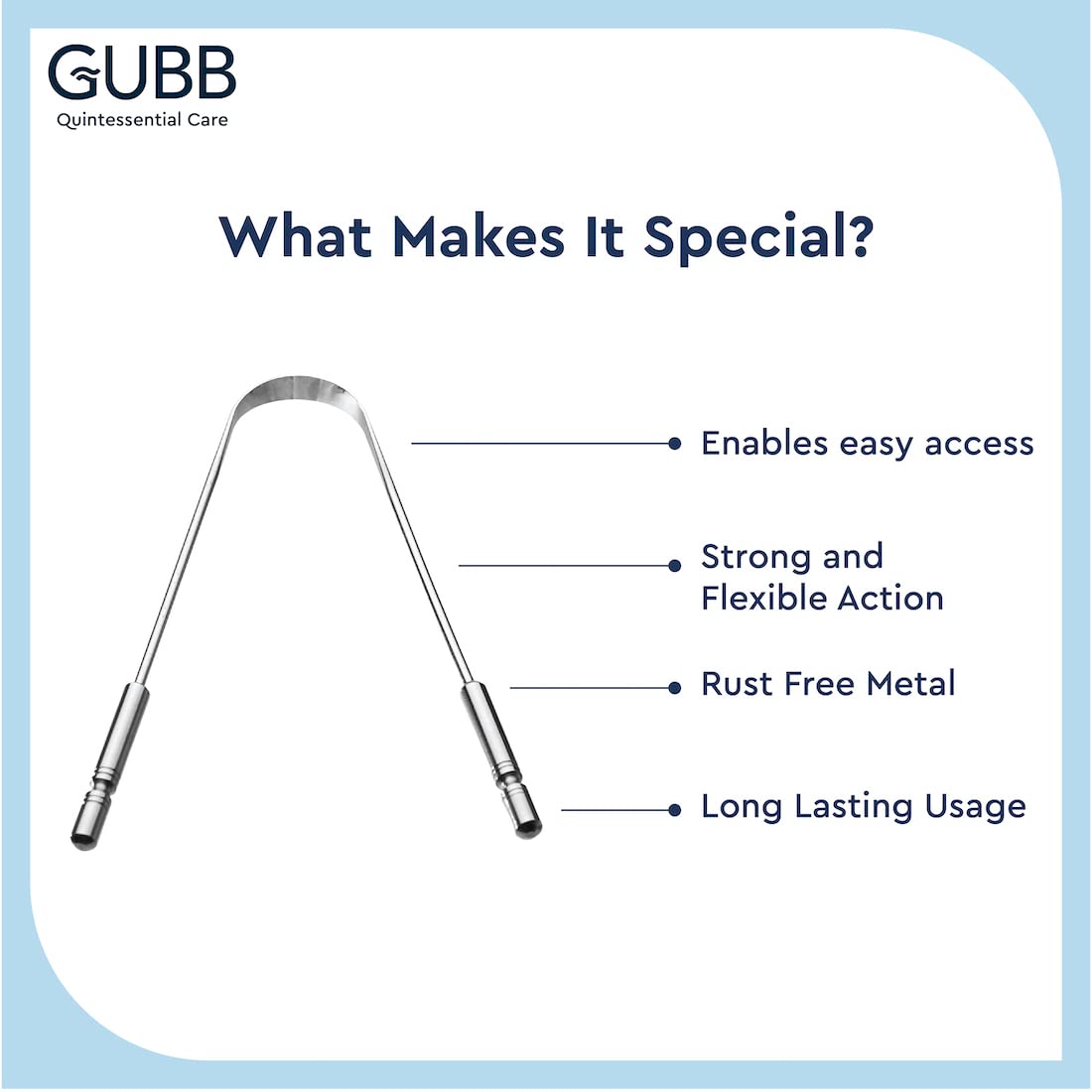 GUBB Tongue Cleaner For Kids & Adults (Metal Tongue Cleaner Pack of 2)