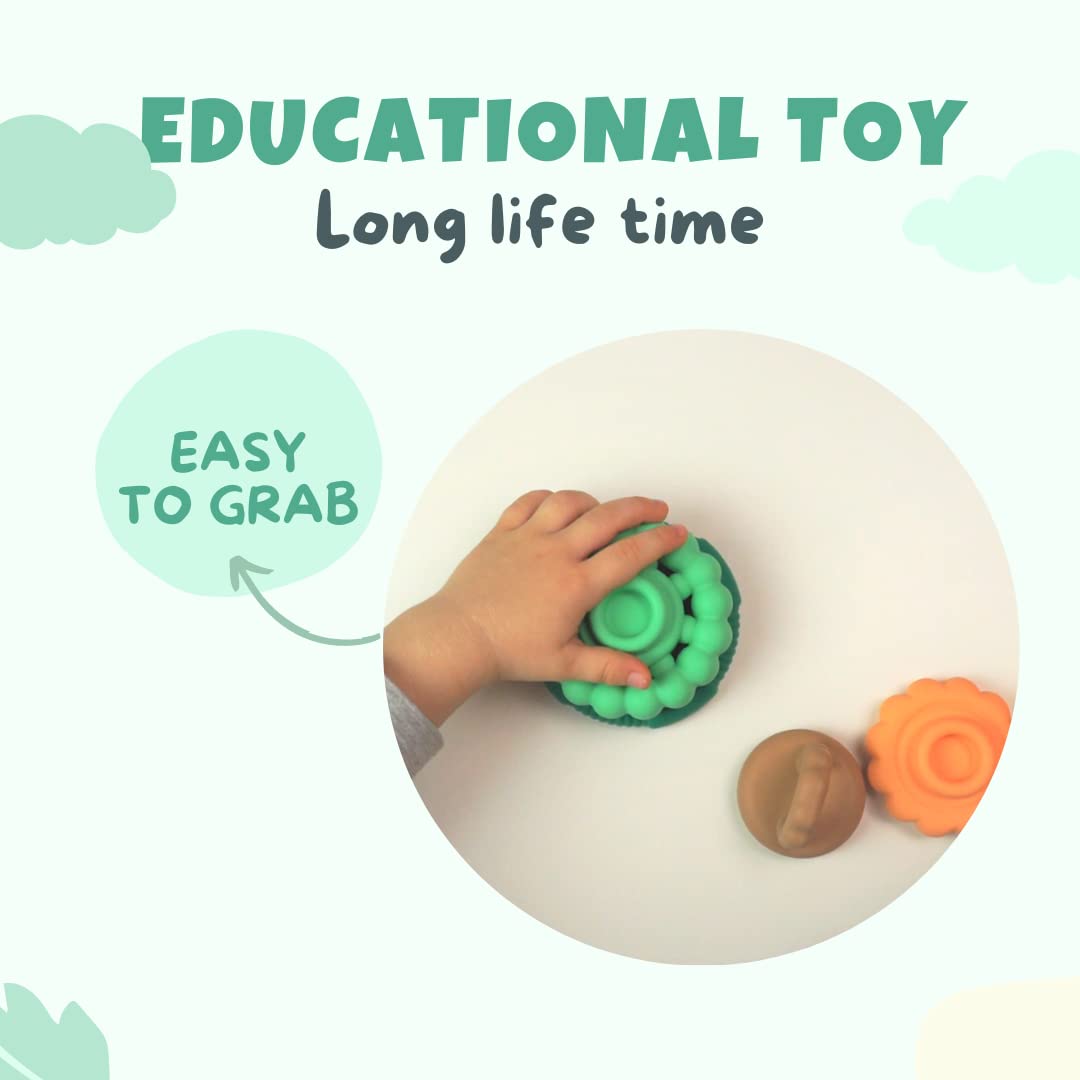NEAFRON Baby Stacking Toy for Toddlers - BPA-Free Food-Grade Silicone Stacking Toy Teether - Montessori Sensory Nesting Toy for Toddlers