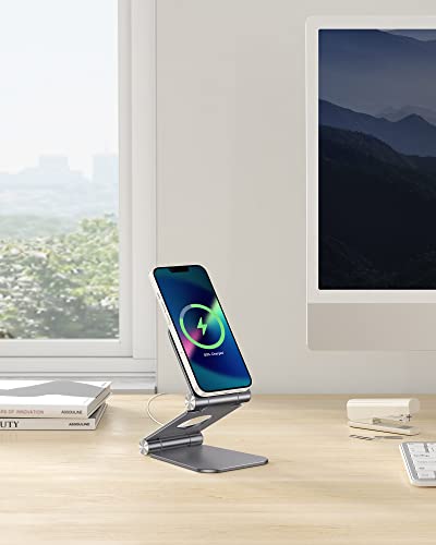 Stand for MagSafe Charger, OMOTON Foldable Phone Stand Holder for MagSafe Accessories, Compatible with iPhone 14/13/12 Pro Max/Pro/Mini, Charger for MagSafe Not Included, Gray