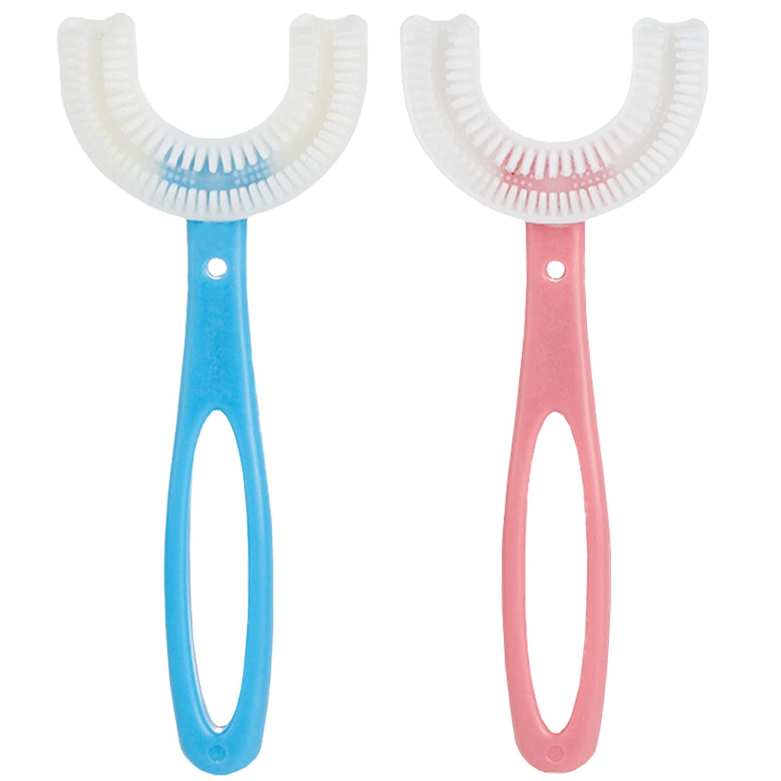 QrBxa U Shaped Kids Toothbrush, Kids Toothbrushes U Shape, 360° Manual Kid Toothbrush with Food Grade Soft Silicone Brush Head