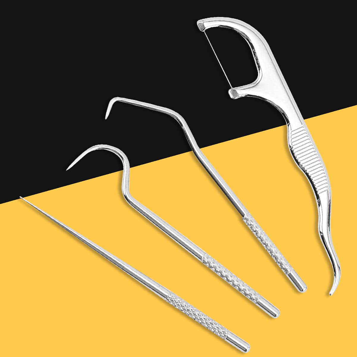 GELMAY Portable Toothpicks Pocket Set, Dental Floss Picks, Reusable Flosser, Travel Tooth Picker, Flossers for Adults, Stainless Steel Teeth Cleaning Kit