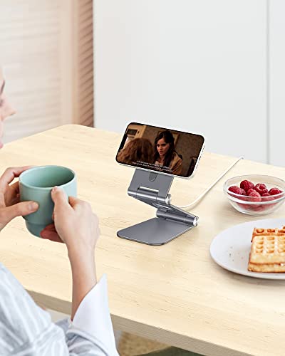 Stand for MagSafe Charger, OMOTON Foldable Phone Stand Holder for MagSafe Accessories, Compatible with iPhone 14/13/12 Pro Max/Pro/Mini, Charger for MagSafe Not Included, Gray