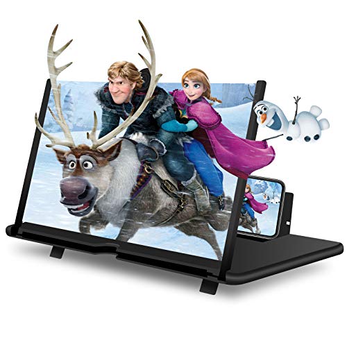 Screen Magnifier for Cell Phone, 14" 3D HD Mobile Phone Screen Amplifier with Folding Stand Holder, Magnifying Projector Screen Enlarger for Movies, Videos, Gaming - 3X Magnification Anti-Reflective