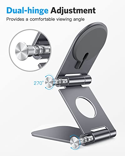 Stand for MagSafe Charger, OMOTON Foldable Phone Stand Holder for MagSafe Accessories, Compatible with iPhone 14/13/12 Pro Max/Pro/Mini, Charger for MagSafe Not Included, Gray