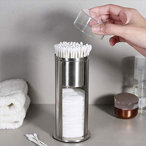 QiruIXinXi Cotton Pad Swab Storage Box, Multifunctional Desktop Stainless Steel Makeup Remover Box, for Cotton Balls, Swabs, Makeup Pads