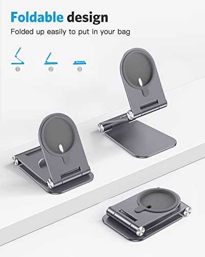 Stand for MagSafe Charger, OMOTON Foldable Phone Stand Holder for MagSafe Accessories, Compatible with iPhone 14/13/12 Pro Max/Pro/Mini, Charger for MagSafe Not Included, Gray