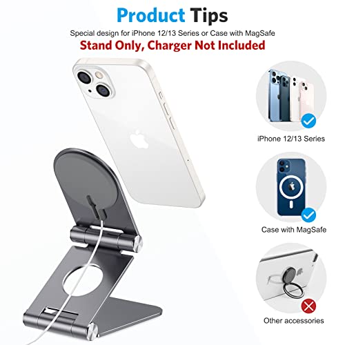 Stand for MagSafe Charger, OMOTON Foldable Phone Stand Holder for MagSafe Accessories, Compatible with iPhone 14/13/12 Pro Max/Pro/Mini, Charger for MagSafe Not Included, Gray