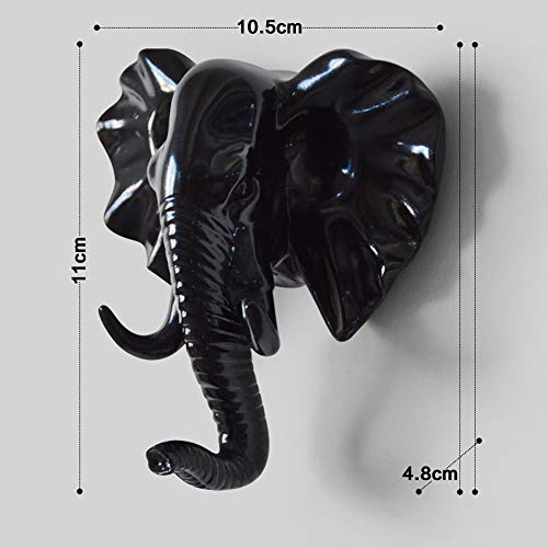 Animal Head Key Hooks Decorative for Wall Creative Resin Hook Hanger (Pack 6) Animal Shaped Coat Hat Hook Wall Hanging Wall Hook Decorative Gift (Black)