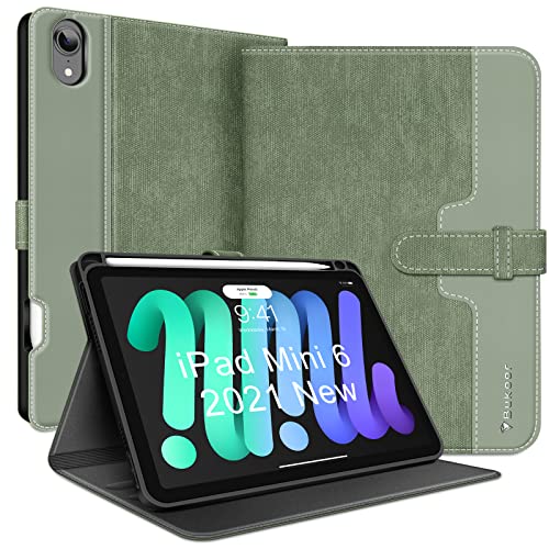 iPad Mini 6 Case 2021 New, iPad Mini 6th Generation 8.3 inch Case PU Leather with Soft TPU Back Cover Magnetic Clasp, Built-in Pencil Holder Auto Wake/Sleep Folio (Green)