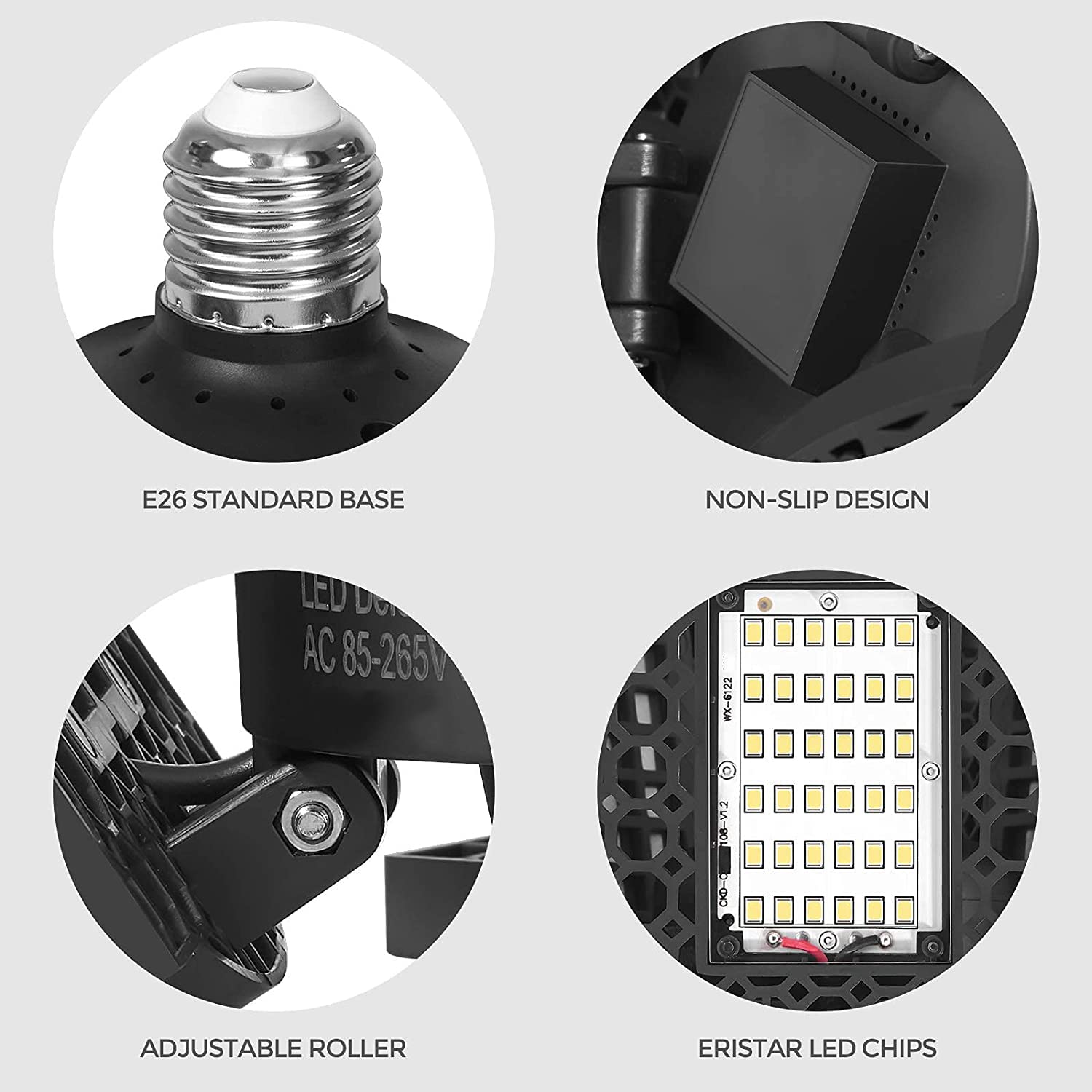 2-Pack LED Garage Light, 80W LED Shop Light with E26/E27 Medium Base, 8000LM LED Garage Lighting, 6500K Screw in LED Basement Lights with 3 Adjustable Panels 270° - Barn Light, Attic, Bay Light