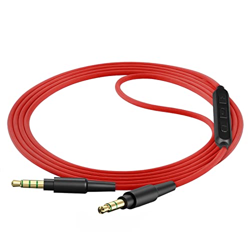 GEEKRIA Audio Cable with Mic Compatible with Audio-Technica ATH-MSR7, ATH-M20xBT, ATH-M50xBT2, Denon AH-MM300 Cable, 3.5mm Aux Replacement Stereo Cord with Inline Microphone (4 ft/1.2 m)