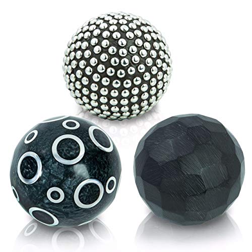 U'Neeque Collections Beautiful Handmade Black Small Decorative Balls for Bowls - Decorative Balls Set of 3”x 3 pcs, Accent Decor Great for Trays & Vases