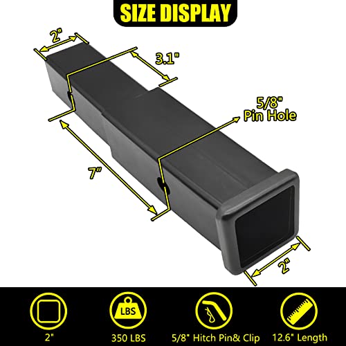 KAIRAY Trailer Hitch Extension Receiver Tube Extenders for 2 Inch Receiver with 5/8 inch Hitch Pin and Clips 7 inch Length 3500 lbs GTW