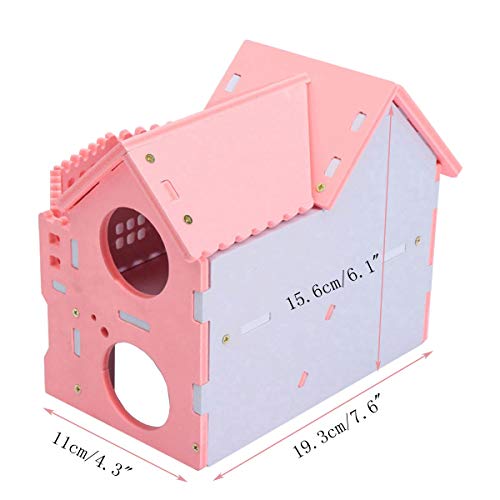 Wooden Hamster House - Pet Small Animal Hideout, Assemble Hamster Hut Villa, Cage Habitat Decor Accessories, Play Toys for Dwarf, Hedgehog, Syrian Hamster, Gerbils Mice