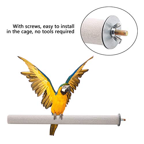 GLOGLOW Bird Perch, Wood White Bird Parrot Perch Standing Bar Pets Cage Accessory Grinding Claw Toys for Small Medium Large Birds Cockatiel Conure(2.5×30cm)