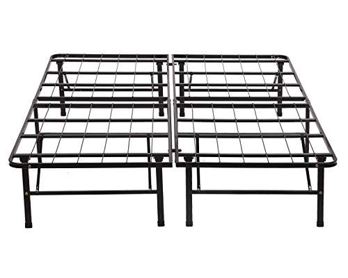 Bed Frame Foldable Heavy Duty Mattress Metal Platform Slat No Box Spring Needed Easy Assembly Noise-Free Black (Full)