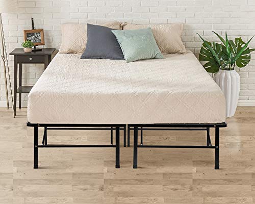 Bed Frame Foldable Heavy Duty Mattress Metal Platform Slat No Box Spring Needed Easy Assembly Noise-Free Black (Full)