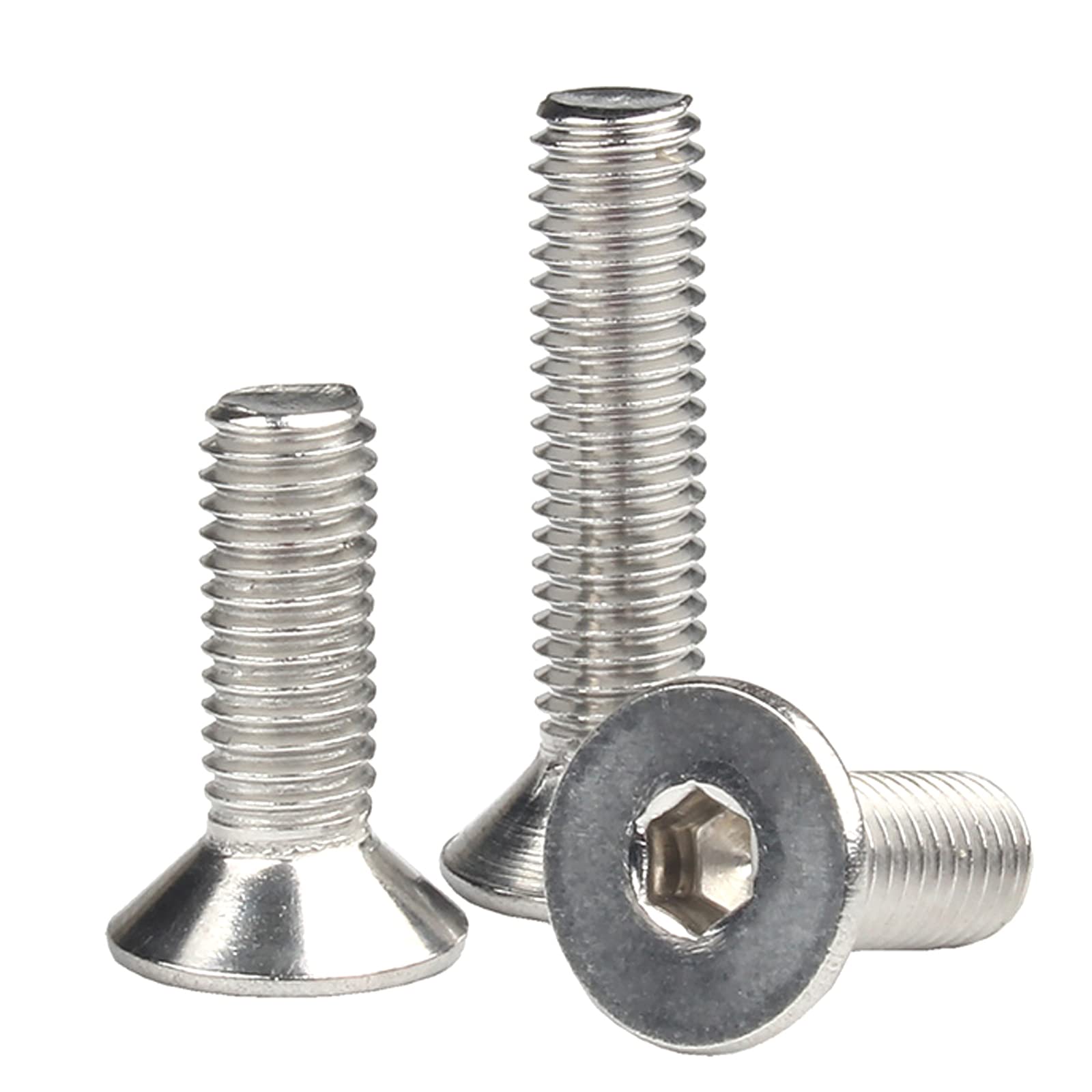 M5-0.8 x 12mm Flat Head Socket Cap Screws Bolts, Stainless Steel 18-8 (304), Bright Finish, Allen Socket Drive,Machine Screws Inner Hex Screw Fasteners Bolts 50 Pcs