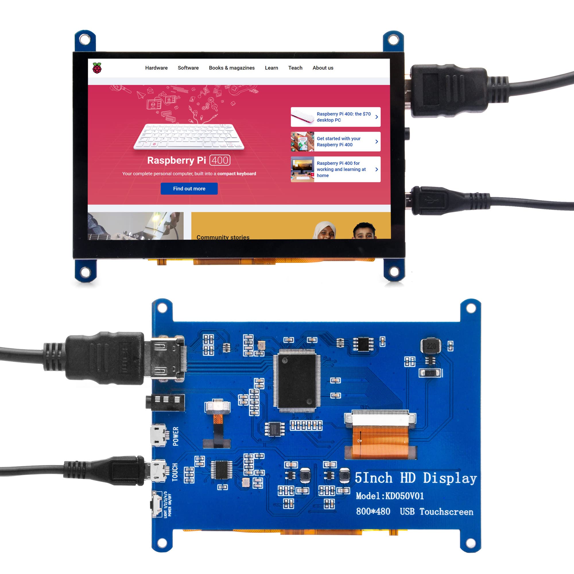 OSOYOO 5 inch HDMI Capacitive Touch Screen for Raspberry Pi 4 PC Devices Compatible with Multi OS with 3.5mm Audio Output