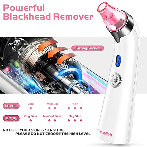 Blackhead remover pore vacuum, Facial Pore Cleaner, Electric Acne Comedone Whitehead Extractor Tool with 5 suction power, 4 probes, Blackhead Remover Suction for Women & Men (Pink)