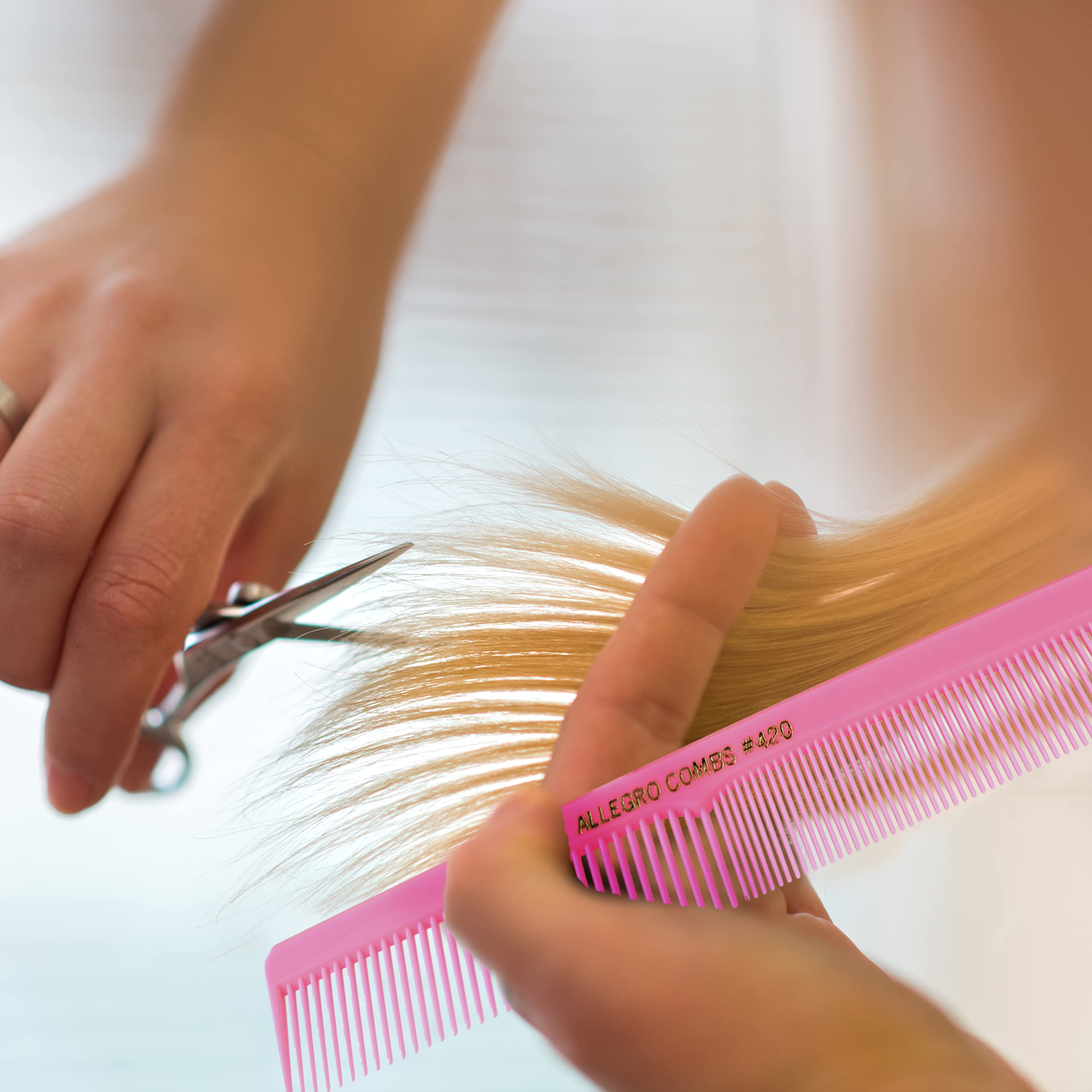 Allegro Combs 420 Hair combs Barber Comb Set Hair Cutting Pocket Styling For Hair Stylist 12 Count (Fresh Pink)
