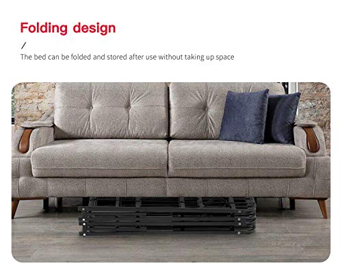 Bed Frame Foldable Heavy Duty Mattress Metal Platform Slat No Box Spring Needed Easy Assembly Noise-Free Black (Full)