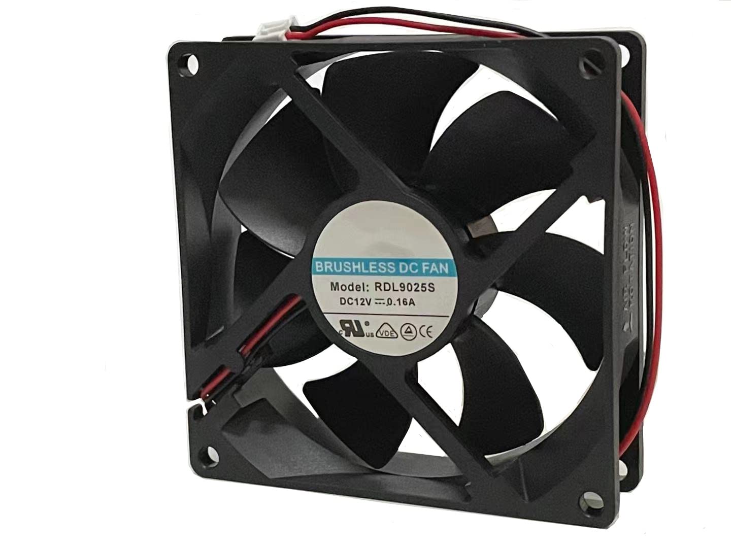 RDL9025S DC12V Brushless DC Fan, 0.16A 9025 2-Wire Cooling Fan