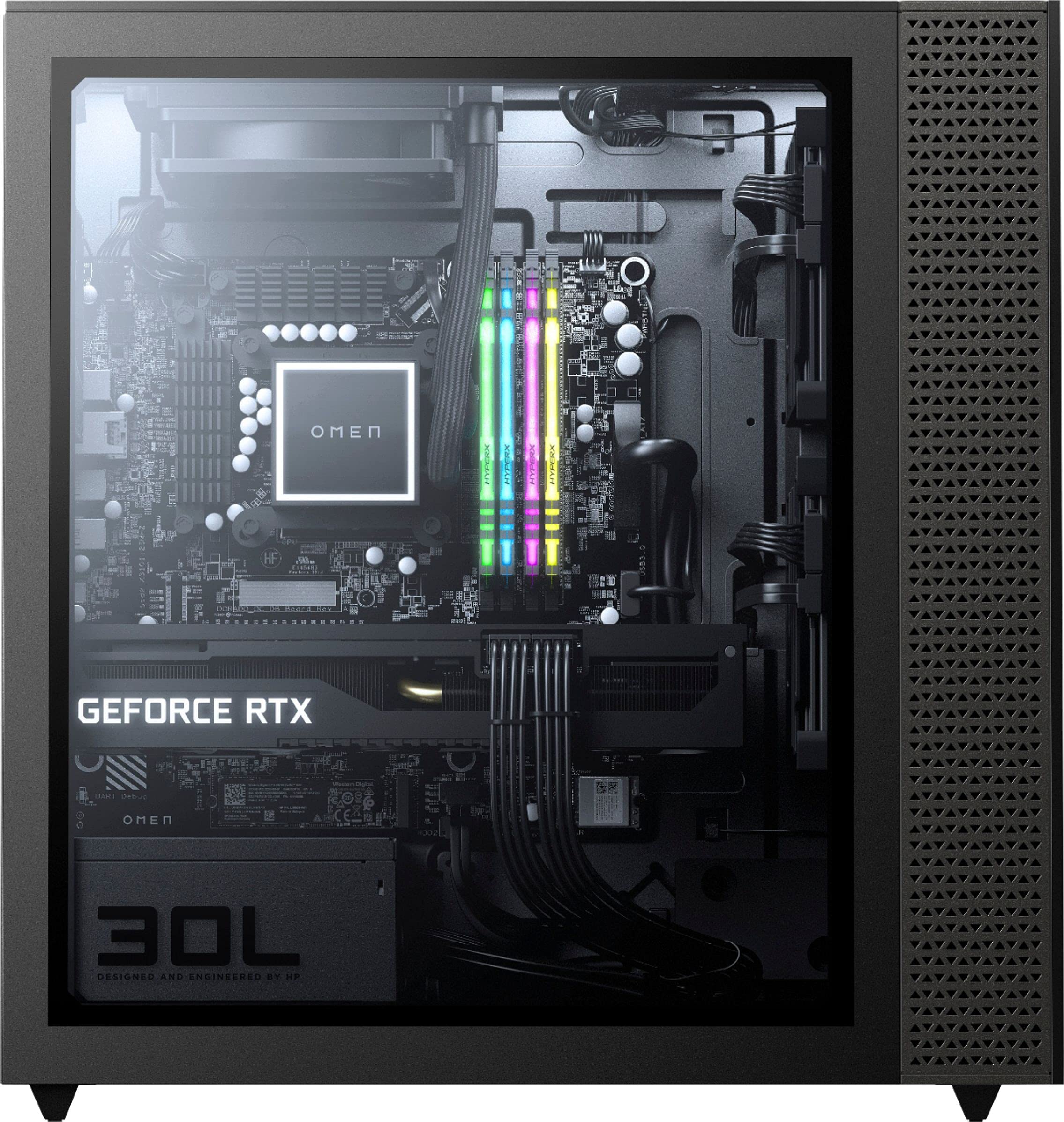 HP OMEN 30L Gamer Tower, AMD 8-Core Ryzen 7 5800X Up to 4.7 GHz Beat 10th i7-10700F, GeForce RTX 3060 Ti (64GB DDR4 RAM | 1TB PCIe SSD 2TB HDD) VR Ready 750W PSU Liquid Cooling WIN10P, 64GB HDD