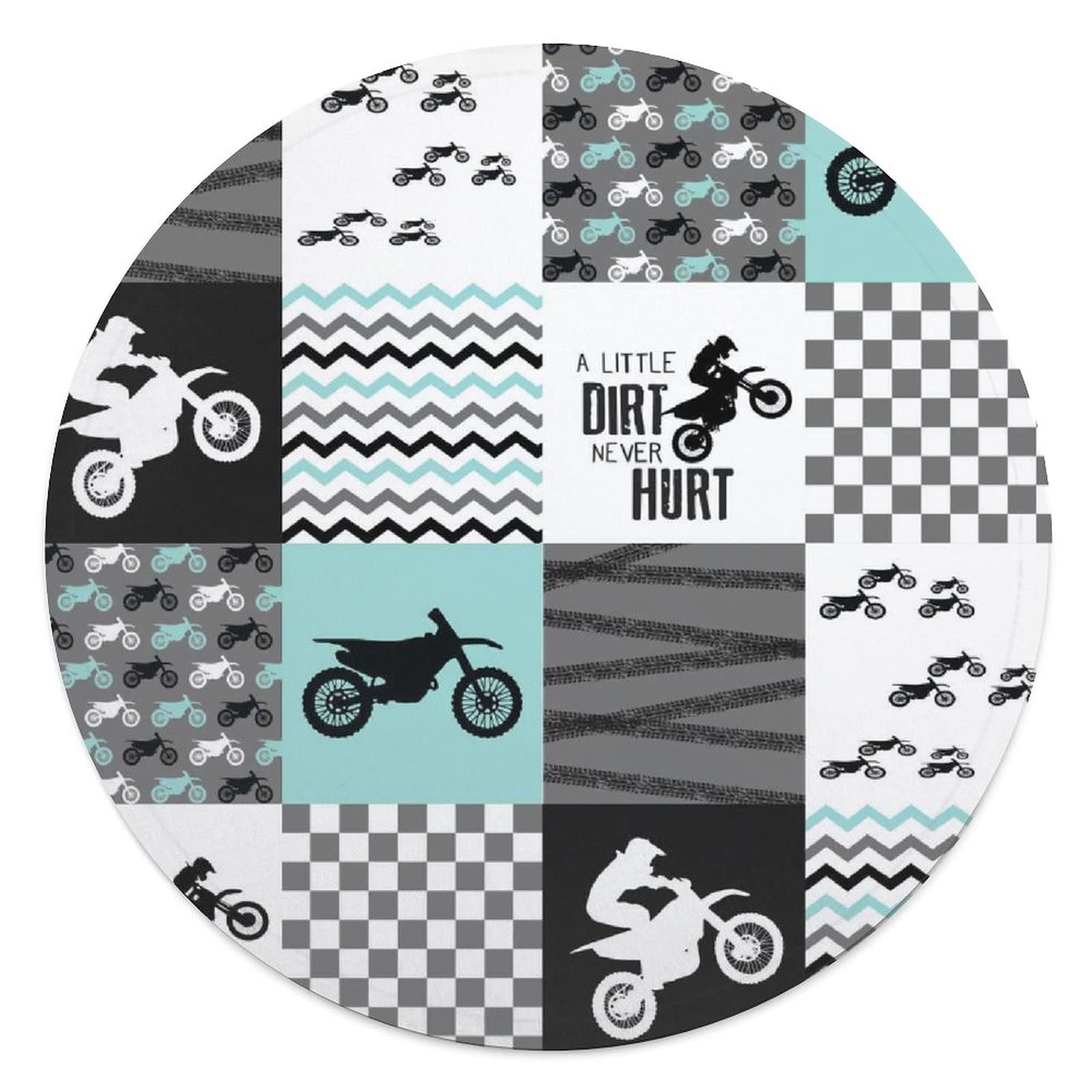 KUAHOM Baby Blanket Motorcycle Got Dirt Swaddle Blanket Novelty Funny Round Throw Blanket Soft Flannel Blanket for Newborn Infant Boys Girls One size