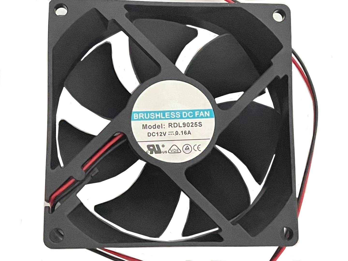 RDL9025S DC12V Brushless DC Fan, 0.16A 9025 2-Wire Cooling Fan