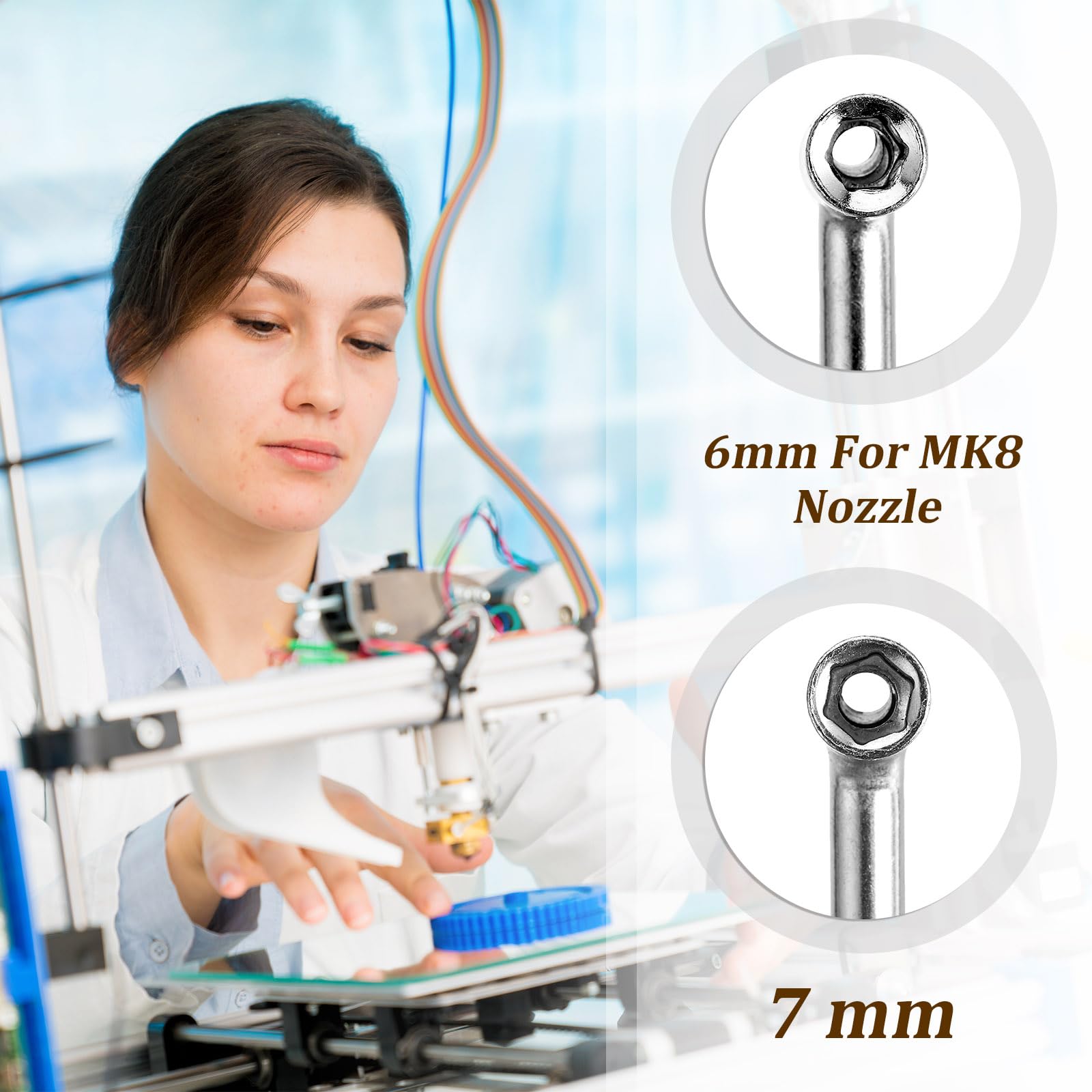 Zhehao 16 Pieces 3D Printer Nozzle Wrench Cleaning Kit,10 Nozzle Cleaning Pins with Storage Box 2 Tweezers 2 Copper Wire Toothbrushes 2 L-shaped Wrench Tool for 3D Printer Accessories