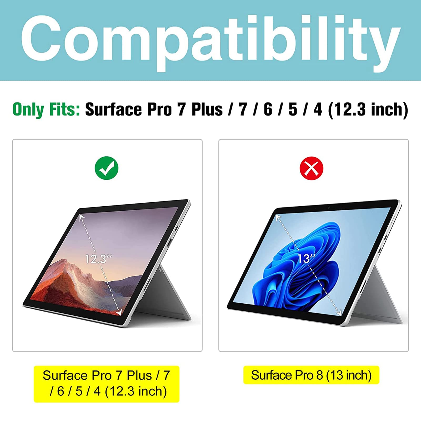 ProCase Privacy Screen Protector for Surface Pro 7 Plus, Pro 7, Pro 6, Pro 5, Pro 4, Tempered Glass Dark Anti-Spy Screen Film Guard for 12.3 Inch Surface Pro 7+/7/6/5/4