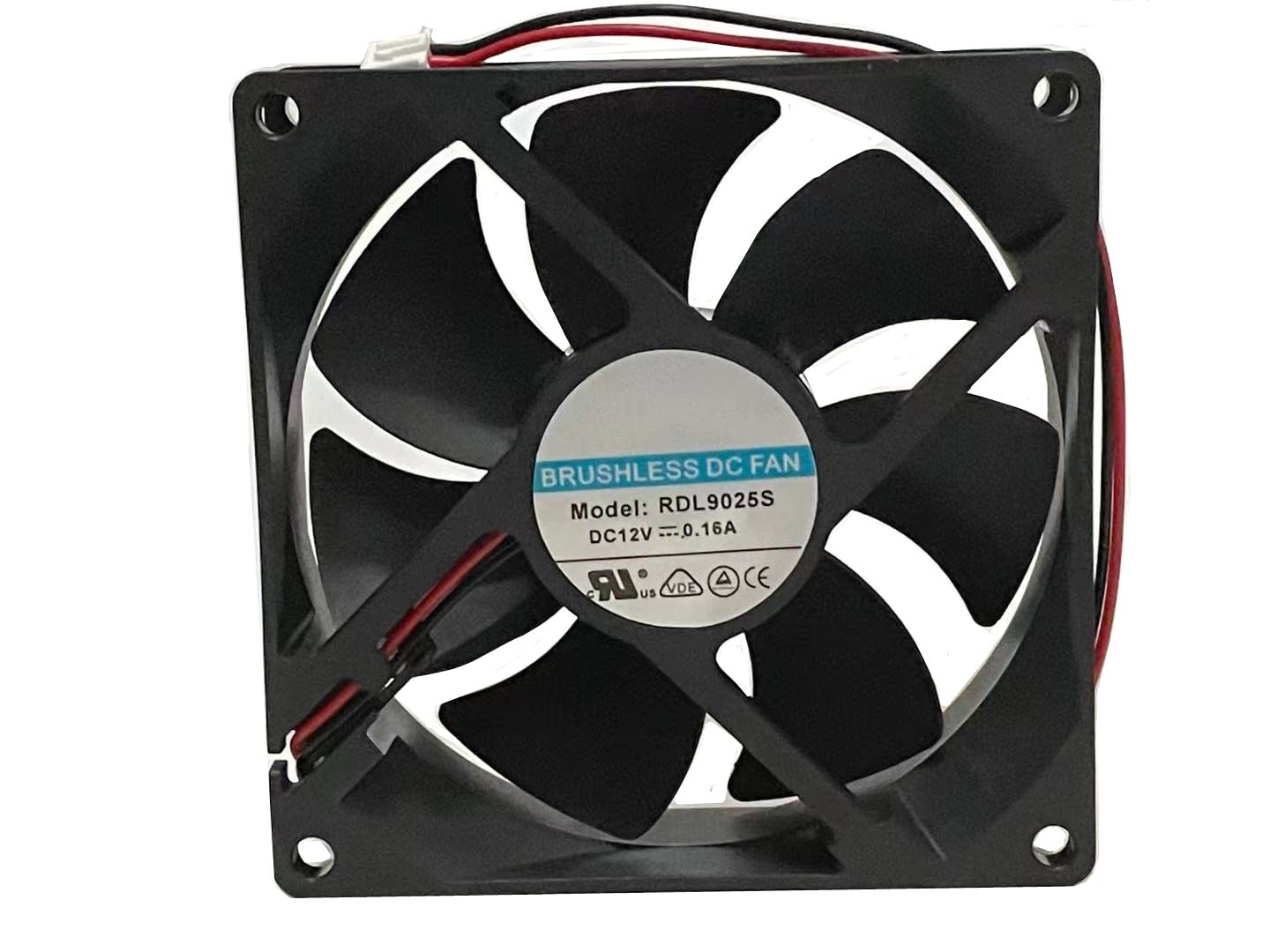 RDL9025S DC12V Brushless DC Fan, 0.16A 9025 2-Wire Cooling Fan