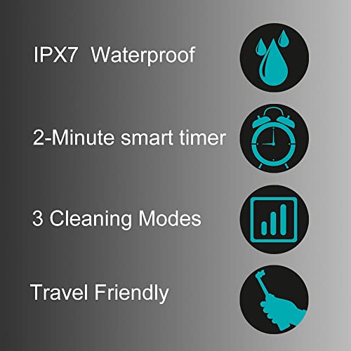 PSWCHENYL Sonic Electric Toothbrush USB Rechargeable with 6 Brush Heads 3 Modes with 2 Minutes Build in Smart Timer for Adults and Kids, One Charge for 60 Days IPX7 Waterproof Cleaning(Black)
