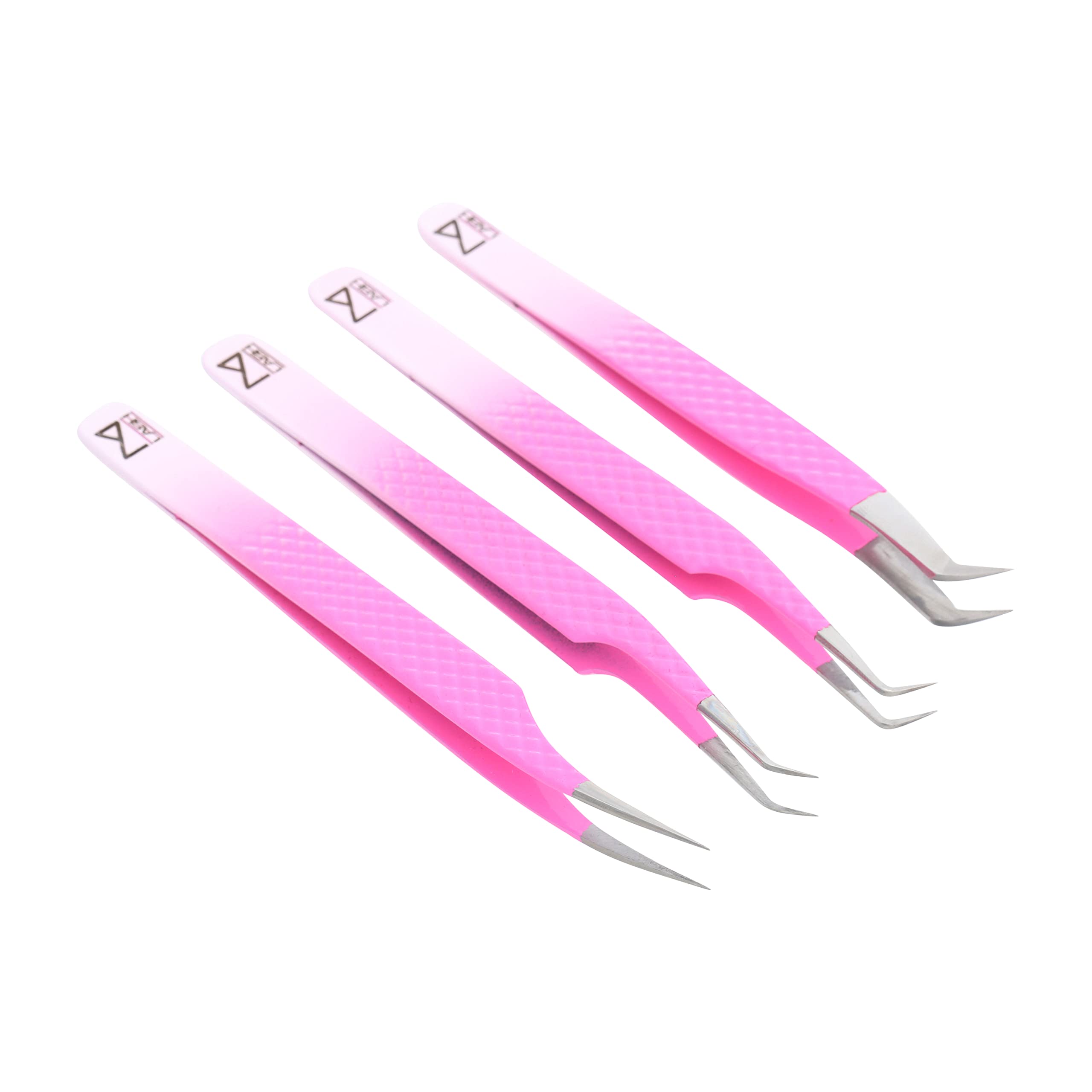 M LASH - V3 Tweezer Set Diamond Grip NANO Fiber Tip - Volume & Classic Eyelash Extensions - Japanese Steel Lash Tool (PW-Ombre)