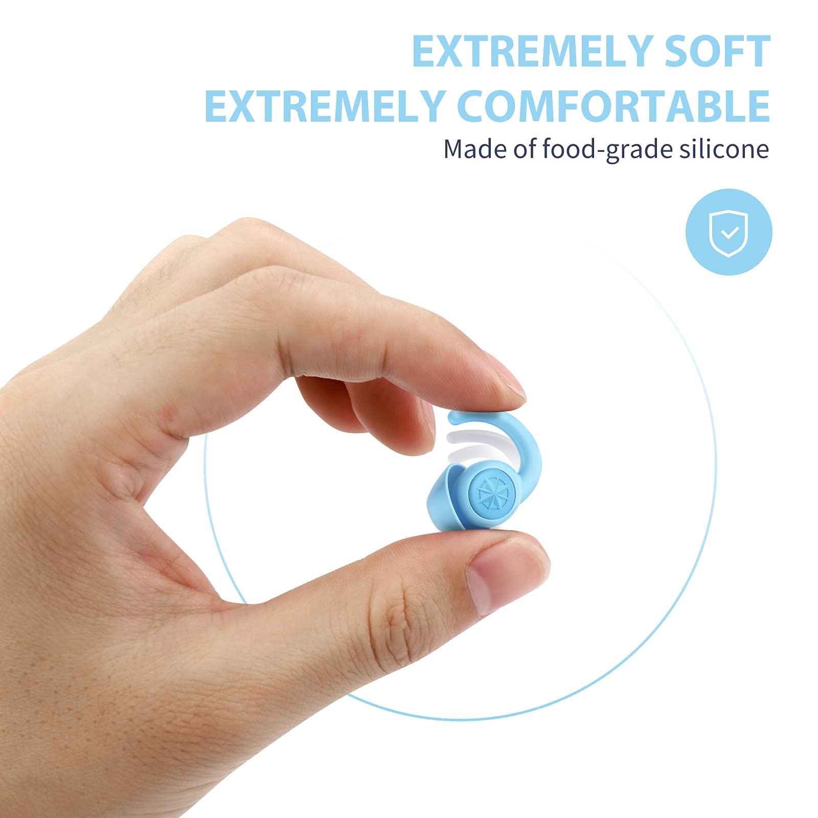Silicone Ear Plugs for Sleeping - BUENSUENO 2 Pairs Reusable Washable Earplugs for Sleep, Work,Swimming, for Noise Cancelling, Sound Blocking Sleeping, Concert (Light Blue Star)…