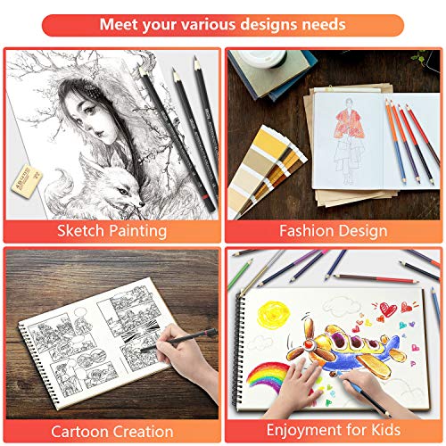 HomeMall Drawing Sketching Pencils Set, 37 Packs Art Kit with Sketchbook Draw Pencils Dual Ended Color Pencil Eraser Sharpener Pencil Bag for Kids Adults and Art Beginnersā¦
