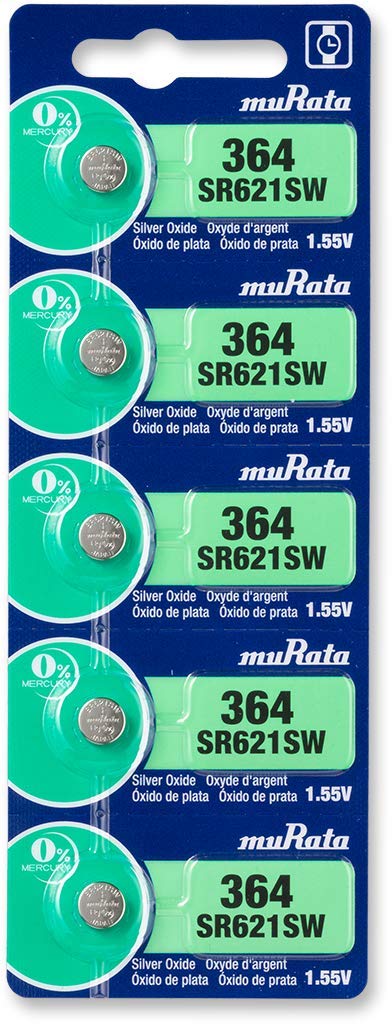 Murata 364 SR621SW Battery 1.55V Silver Oxide Watch Button Cell (15 Batteries)