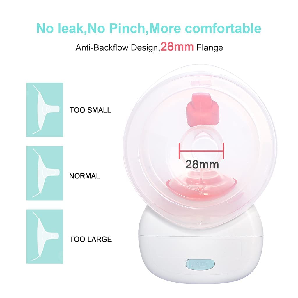 Breast Pump,Wearable Breast Pump,Electric Hands Free Breast Pump,Rechargeable Single Pumping with Massage Mode,Portable Breast Pump Breastfeeding with 5 Suction Levels,28mm 6.34 oz
